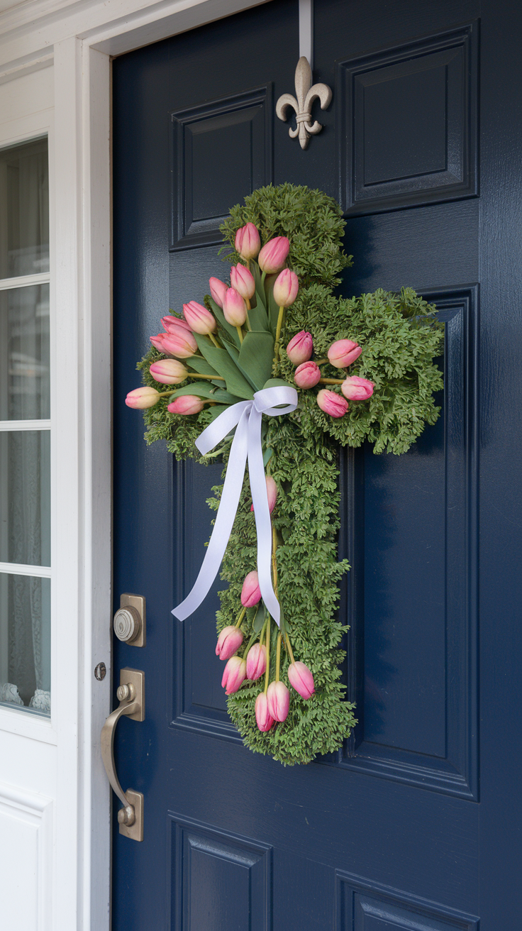 15 Stunning Easter Front Door Cross Wreath Ideas - porchdecorideas.com