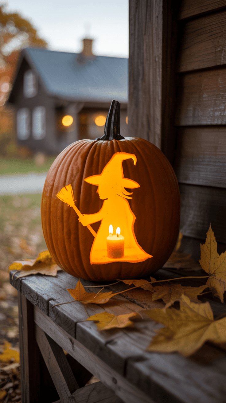 Easy Witch Pumpkin Carving for a Spooky Porch - porchdecorideas.com