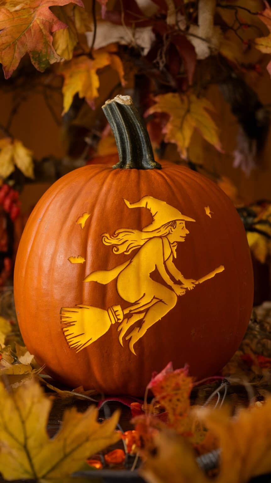 Easy Witch Pumpkin Carving for a Spooky Porch - porchdecorideas.com